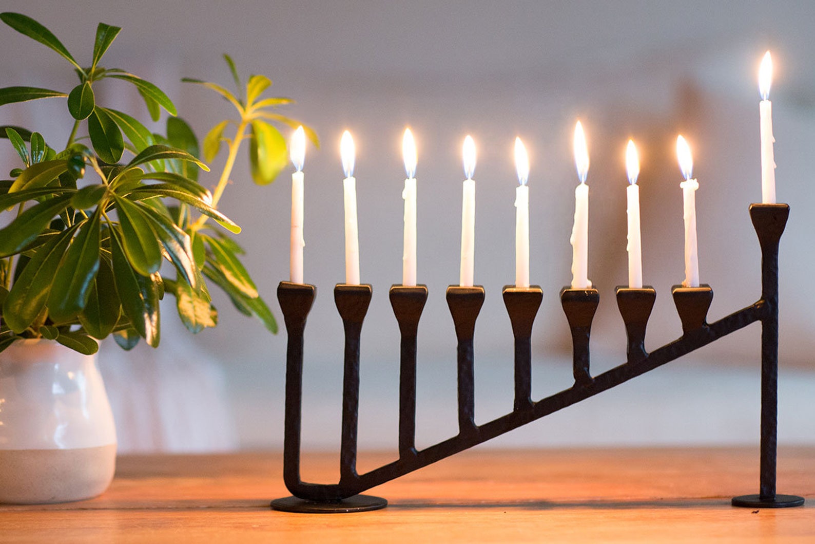 9 Candle Handmade Iron Chanukah Menorah 2 Bases Design by Stur-de ...