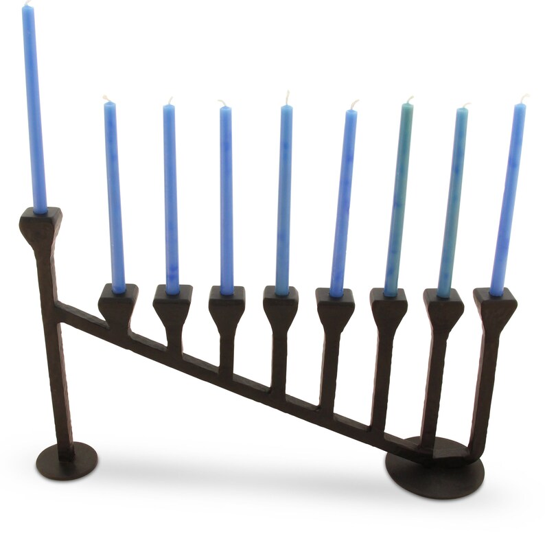 9 Candle Handmade Iron Chanukah Menorah 2 Bases Design by - Etsy