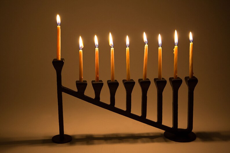 9 Candle Handmade Iron Chanukah Menorah 2 Bases Design by - Etsy