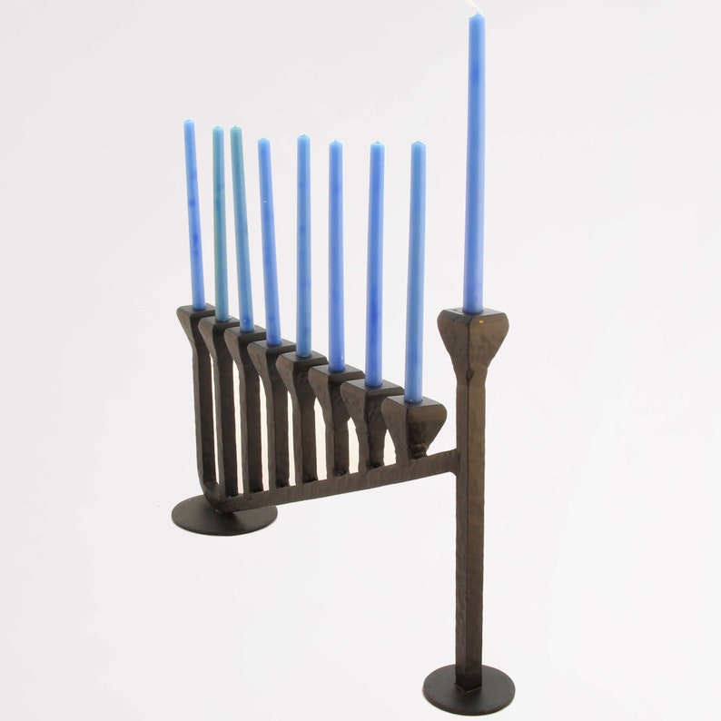 9 Candle Handmade Iron Chanukah Menorah 2 Bases Design by Stur-de ...
