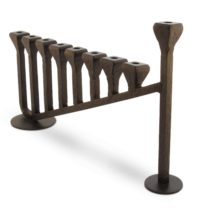9 Candle Handmade Iron Chanukah Menorah 2 Bases Design by Stur-de ...
