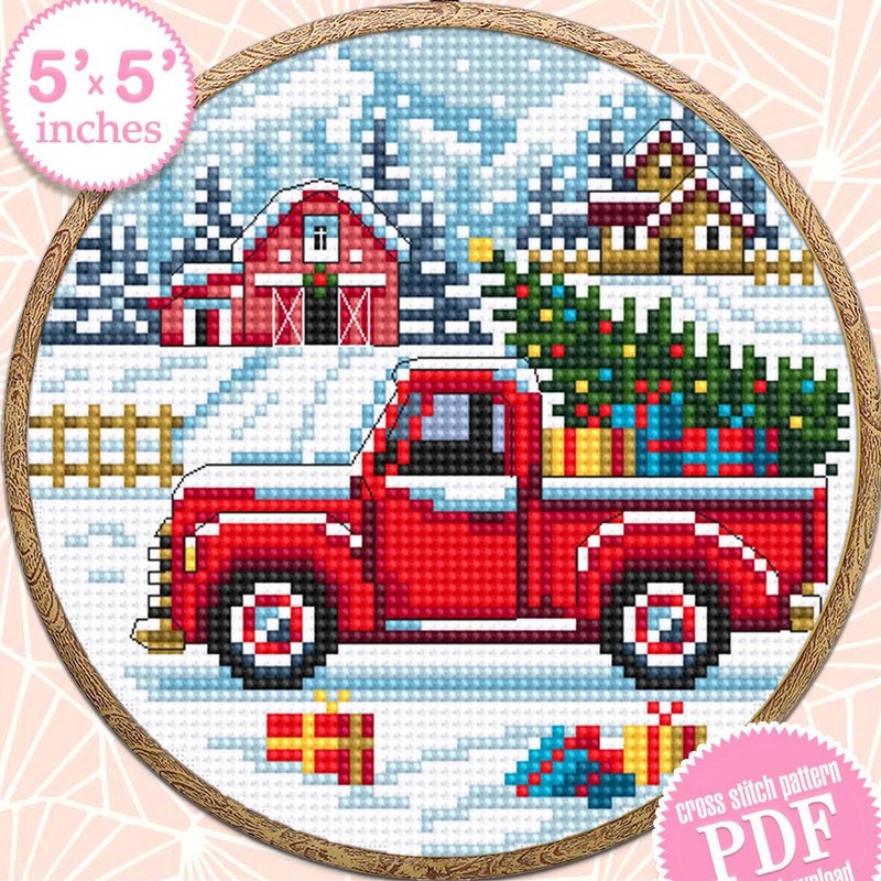 Barn and Red Truck Painting - Etsy