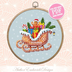 Christmas Gingerbread Sleigh Cross Stitch Pattern PDF Download ...