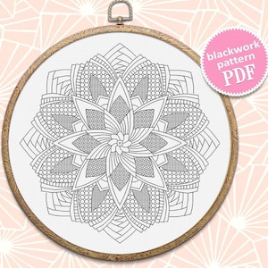 Floral Mandala Blackwork Pattern PDF Blackwork Mandala - Etsy