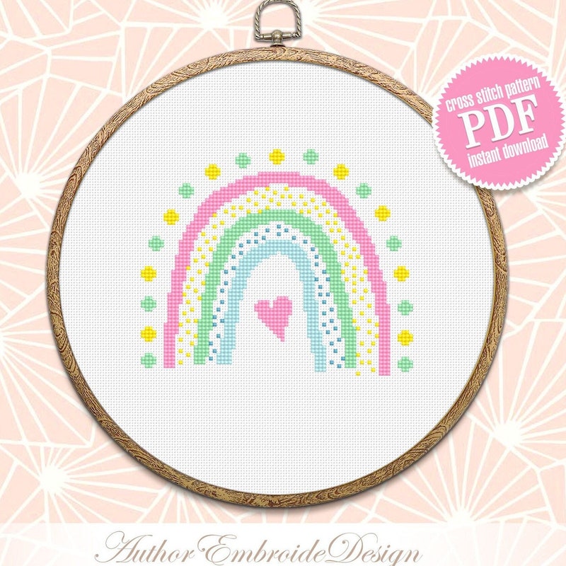 Rainbow Cross Stitch - Etsy