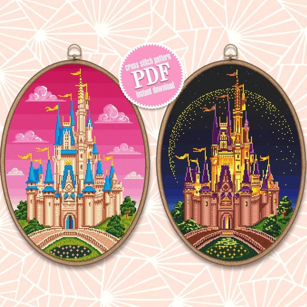 Paris Disney Castle CS809, Counted Cross Stitch Pattern KIT and PDF ...