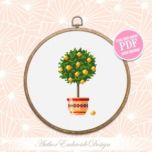 Lemon Tree Cross Stitch Pattern PDF Download Potted Plant - Etsy