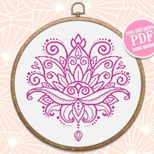 Lotus Flower Cross Stitch Pattern Download PDF Set Lotus - Etsy
