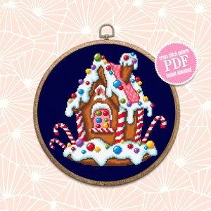 Gingerbread House Cross Stitch Pattern Download PDF Christmas - Etsy