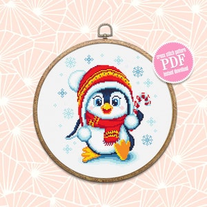 Cute Baby Penguin Cross Stitch Pattern Download PDF Christmas - Etsy