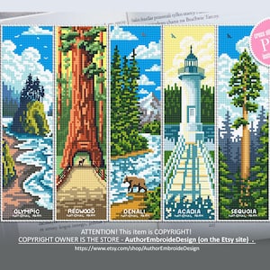 National Park Bookmark Set Cross Stitch Pattern PDF Download Nature ...