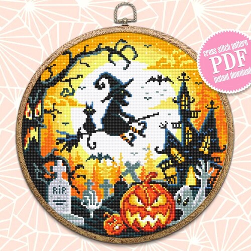 Halloween Cross Stitch Pattern Spooky Cross Stitch Pdf Scary - Etsy