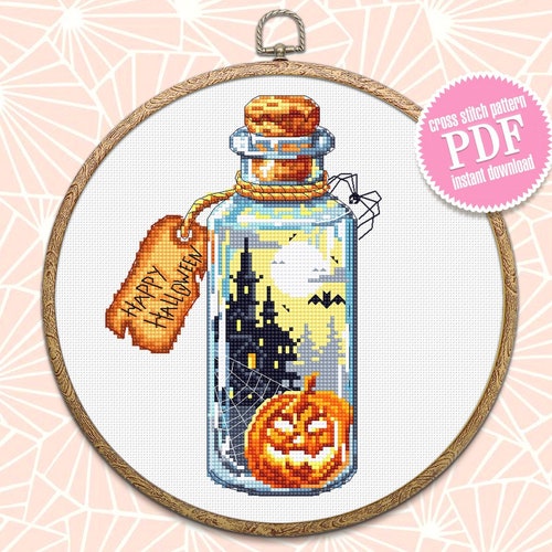 Halloween Pumpkin Cross Stitch Pattern Spooky Happy Halloween - Etsy
