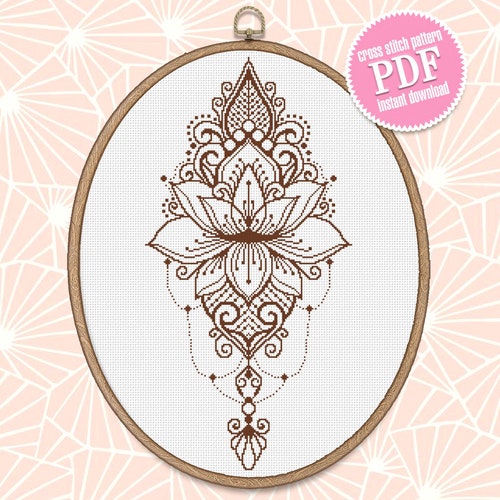 Lotus Flower Cross Stitch Pattern Download PDF Set Lotus - Etsy
