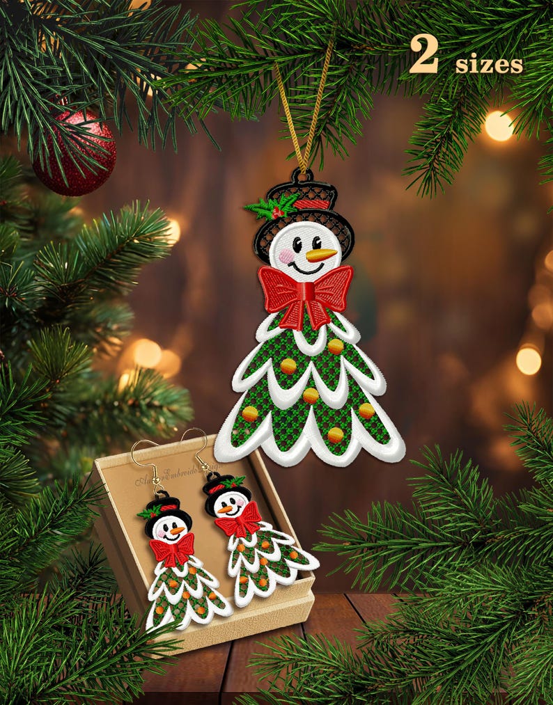FSL Snowman Christmas Tree Machine Embroidery Design Download ...