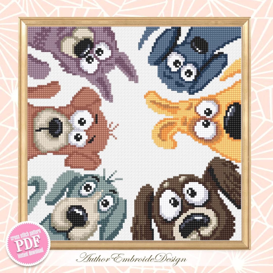 Funny Dogs Cross Stitch Pattern PDF Instant Download Pet Cross Stitch ...