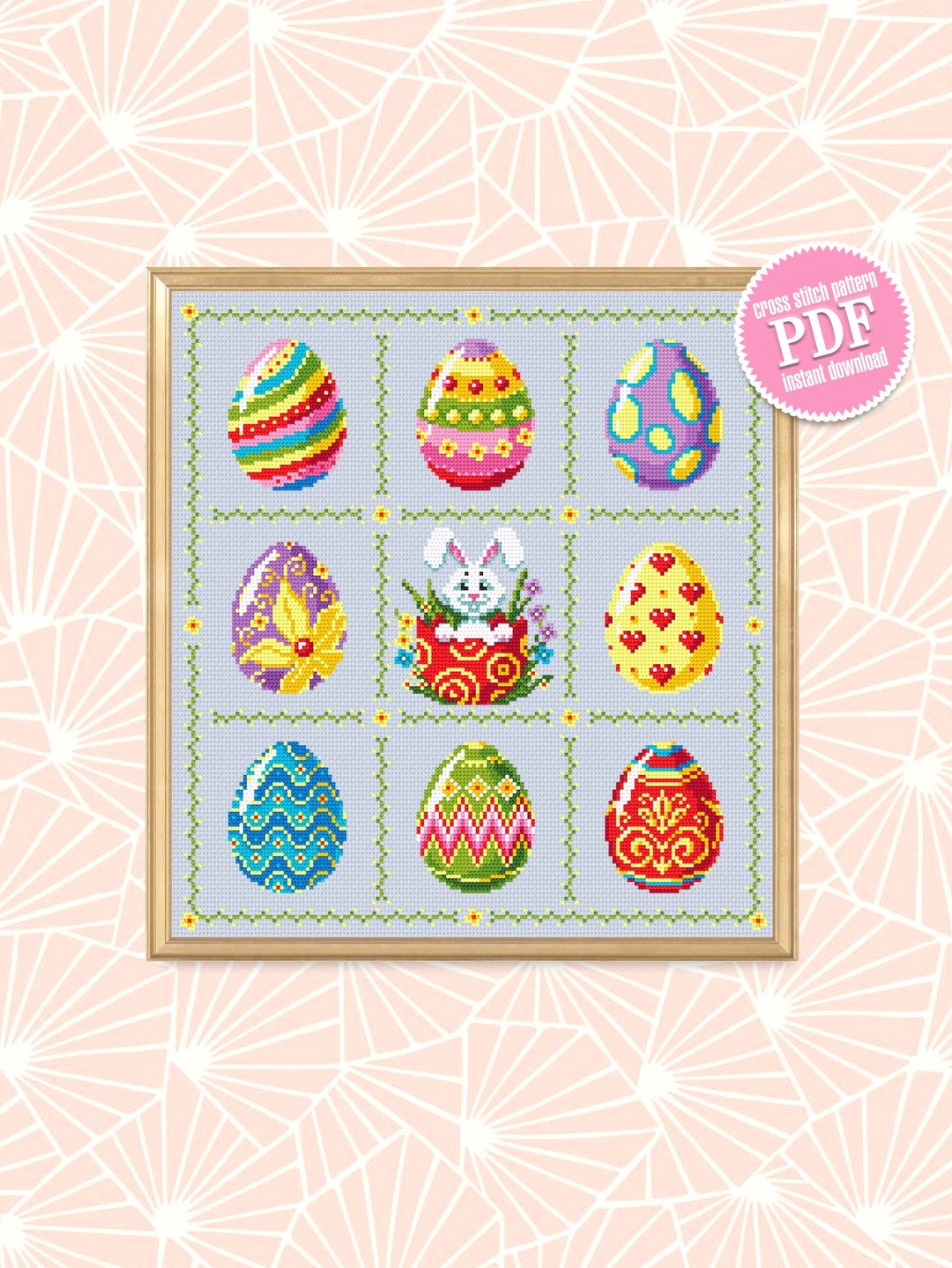 Easter Eggs Cross Stitch Pattern Download PDF Funny Easter - Etsy