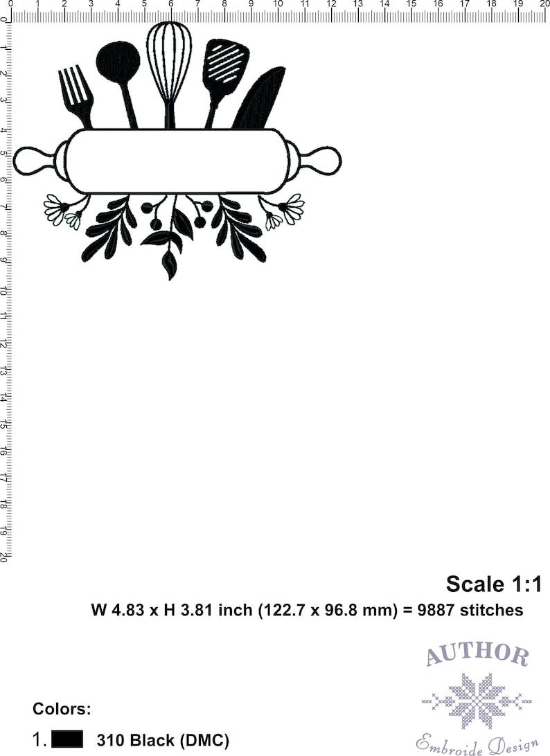 Kitchen Utensils Split Frame Machine Embroidery Design 3 Sizes, Baking ...