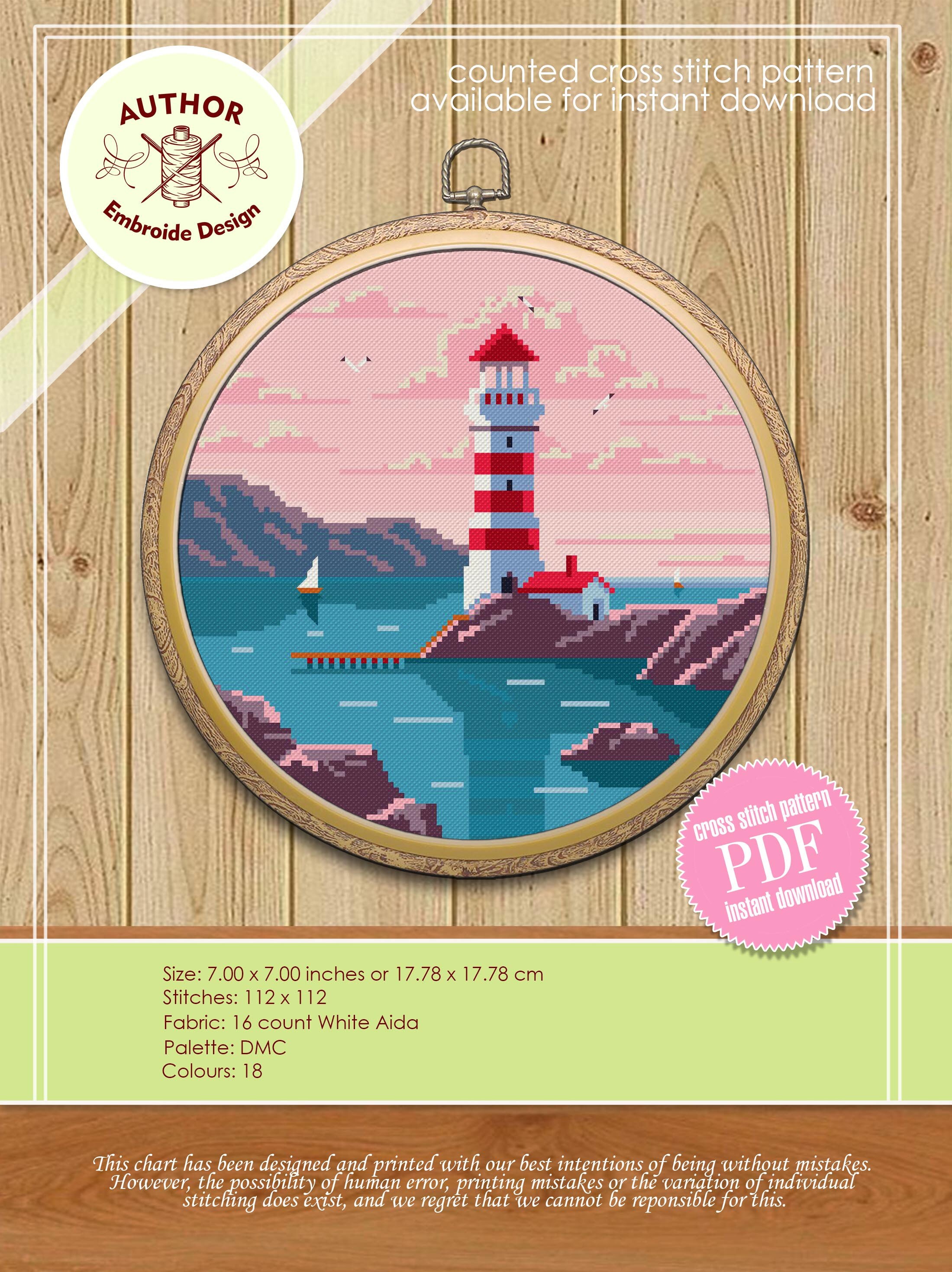 Lighthouse Cross Stitch Pattern Digital PDF Nature Cross | Etsy