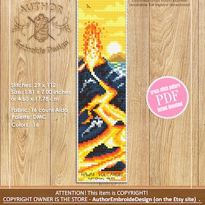 Hawaii Volcanoes National Park Bookmark Cross Stitch Pattern PDF ...