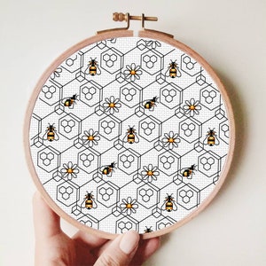 Bee Geometric Blackwork Pattern PDF Honeycomb Seamless Pattern ...