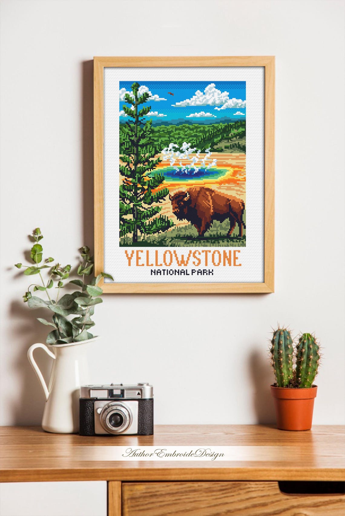 Yellowstone National Park Cross Stitch Pattern PDF Download Buffalo ...
