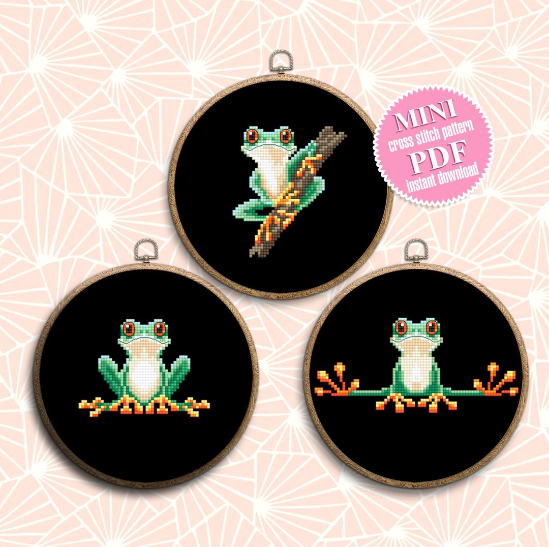 Small Tree Frog Cross Stitch Pattern PDF Set of 3 Frog Patterns Instant ...