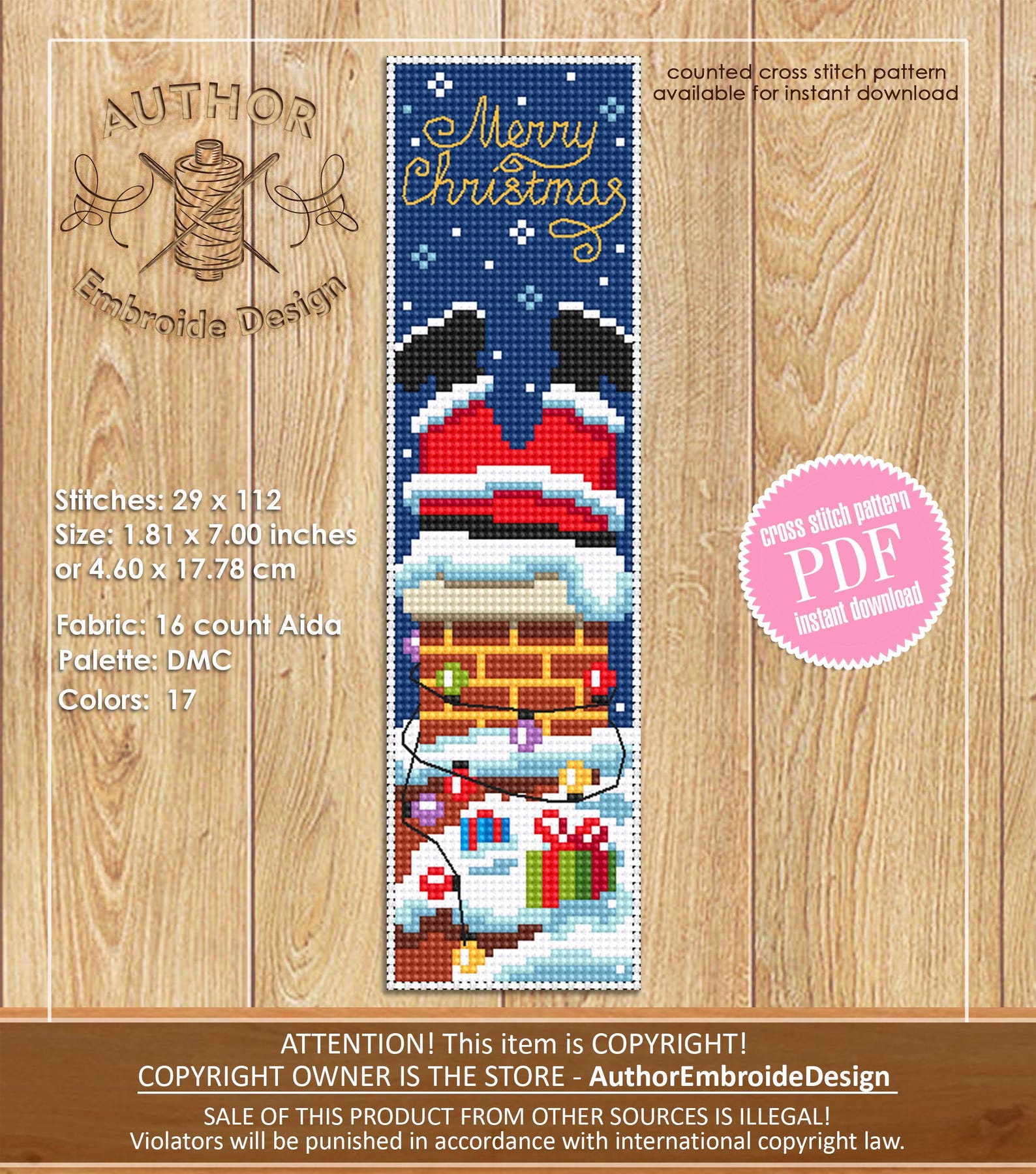 Merry Christmas Bookmark Set Cross Stitch Pattern PDF Download Santa ...