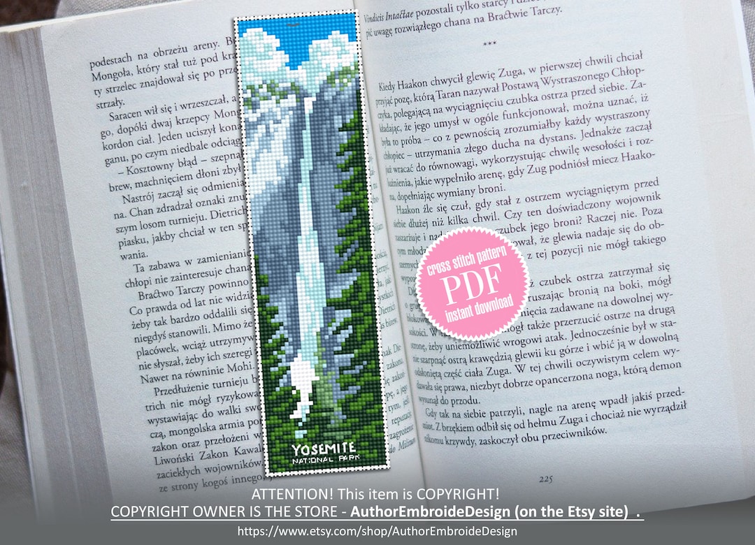 Yosemite National Park Bookmark Cross Stitch Pattern PDF Download ...
