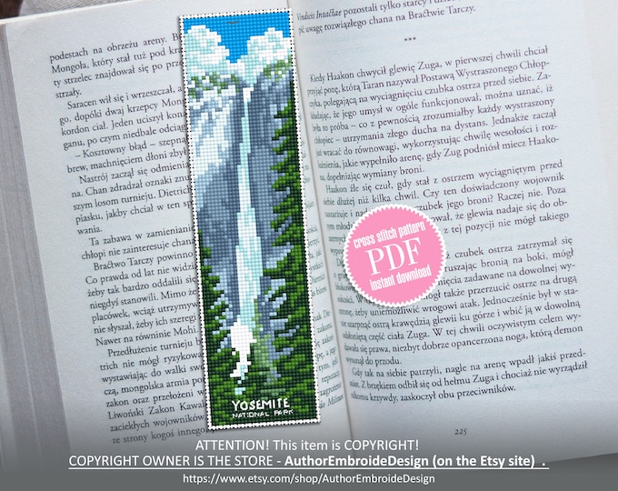 Yosemite National Park Bookmark Cross Stitch Pattern PDF Download ...