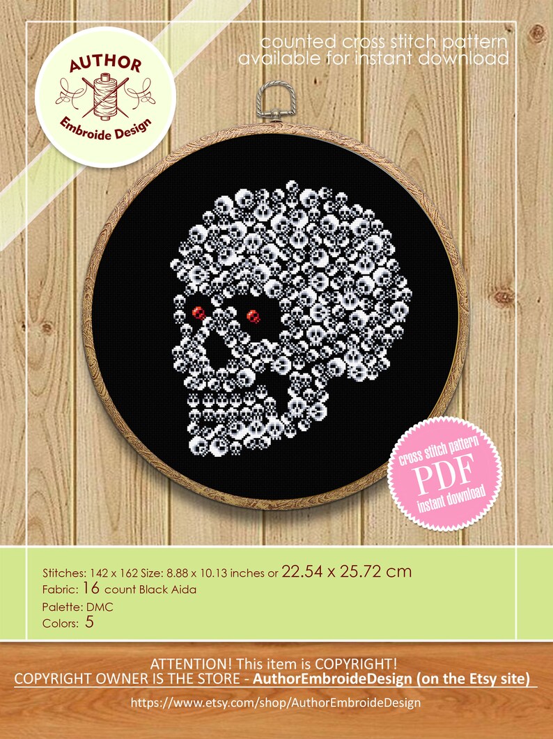 Halloween Skulls Cross Stitch Pattern Download PDF Gothic Ornament ...