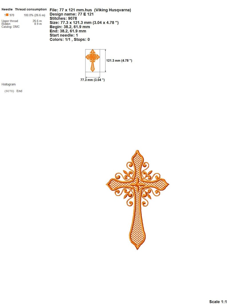 Religious Cross Embroidery Design Machine Embroidery Pattern 4 Sizes ...