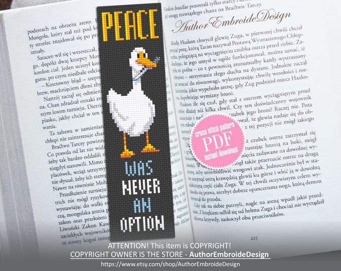Silly Goose Bookmark, Cross Stitch Bookmark Pattern PDF, Cute Funny ...