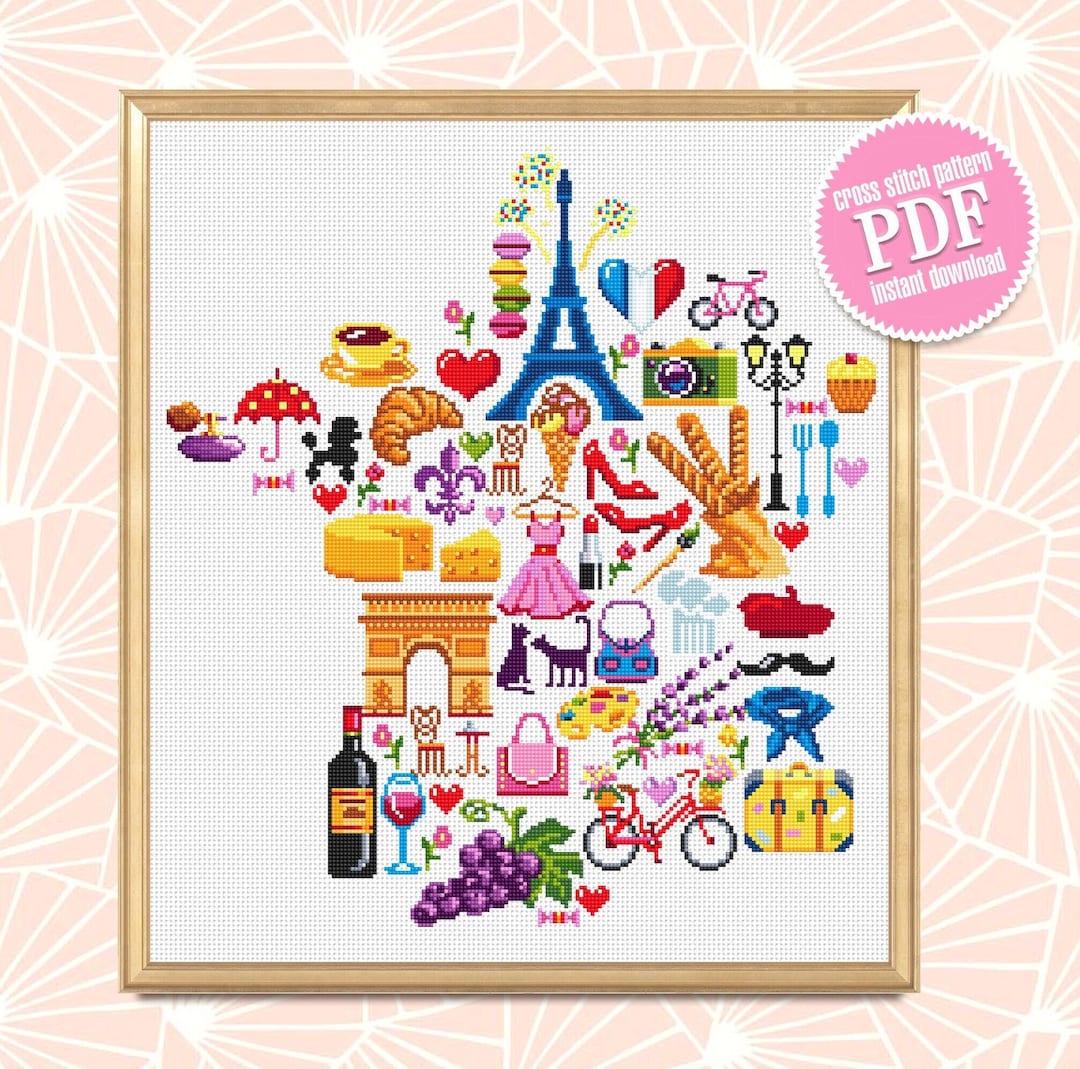 France Map Cross Stitch Pattern PDF Download French Sampler Cross ...