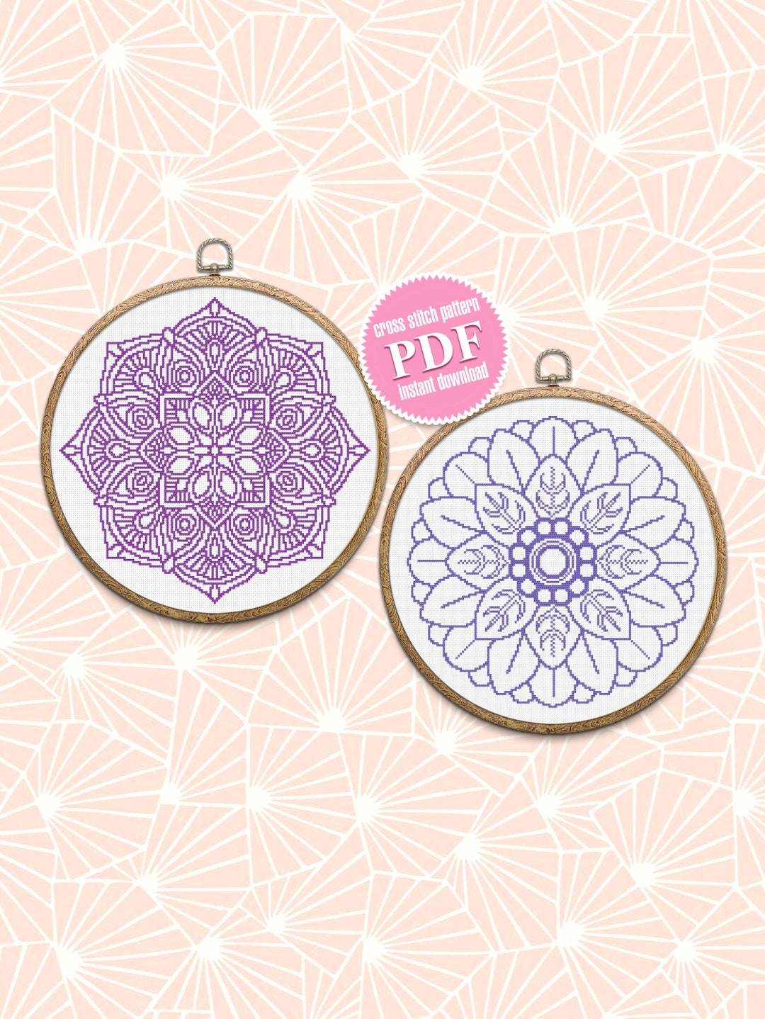 Mandala Set Cross Stitch Pattern Download PDF, Monochrome Mandala ...