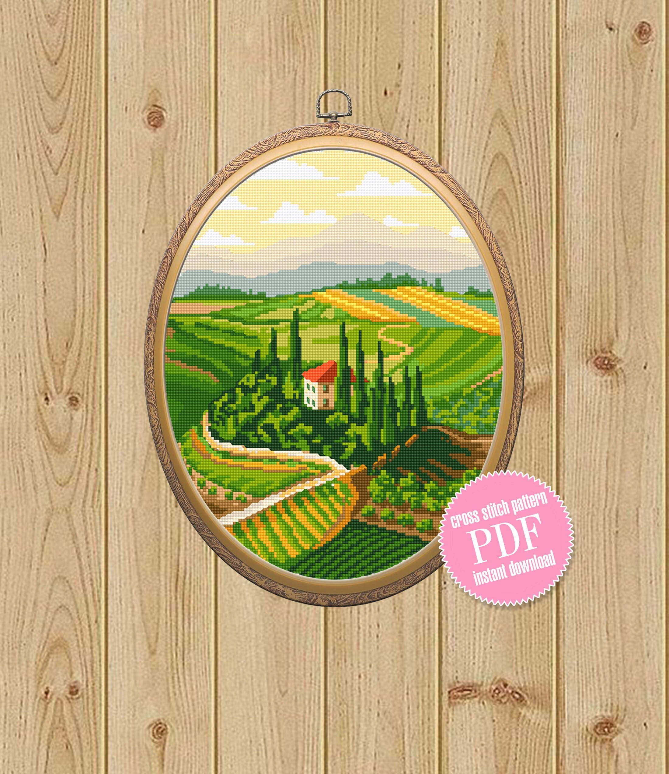 Landscape Italy Cross Stitch Pattern Modern Instant PDF Nature | Etsy