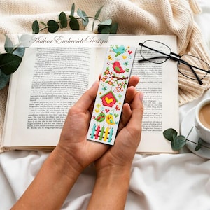Spring Bookmark Cross Stitch Pattern PDF Download Romantic Love Birds ...