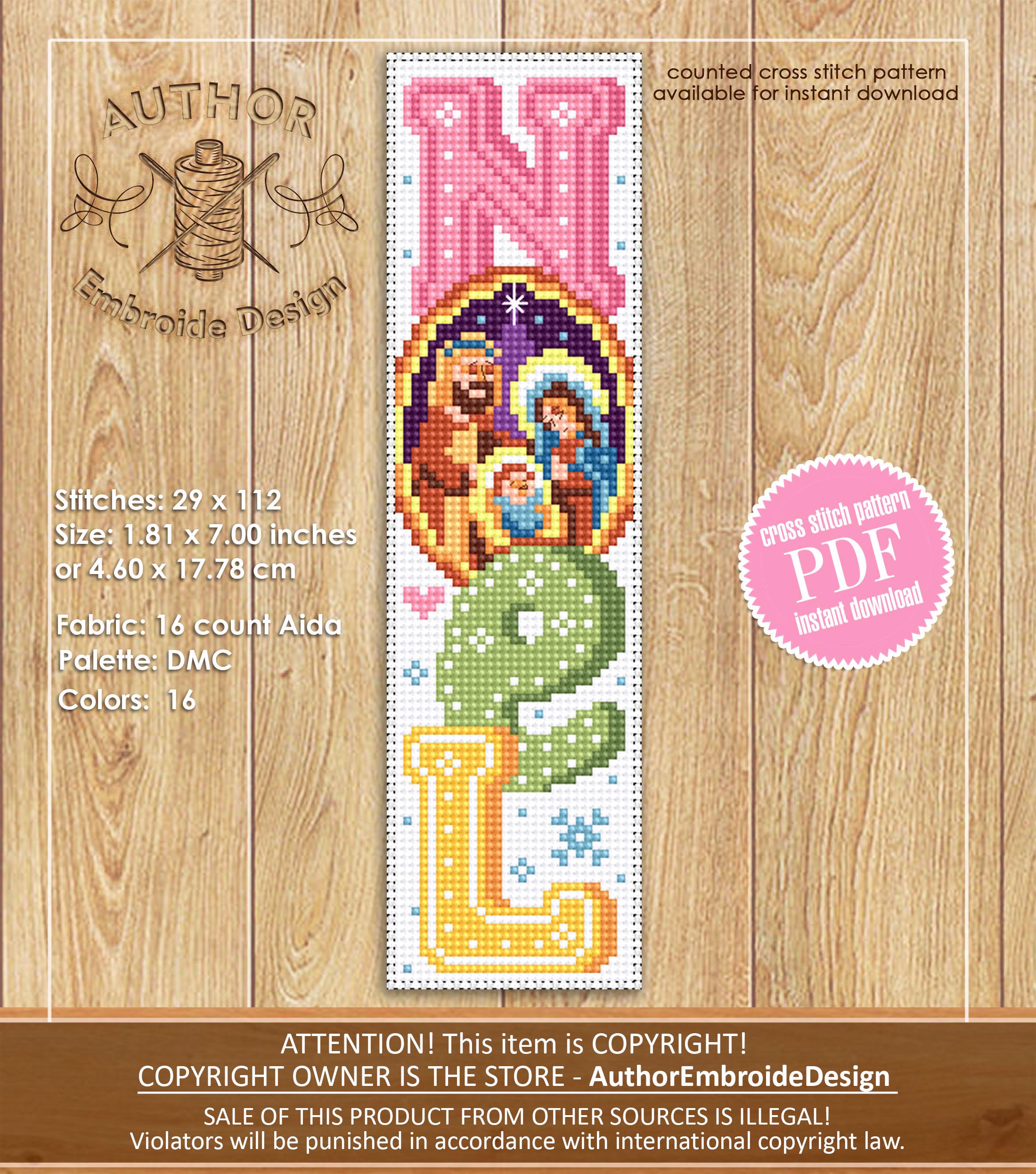 Nativity Scene Bookmark Cross Stitch Pattern PDF Download Religious ...