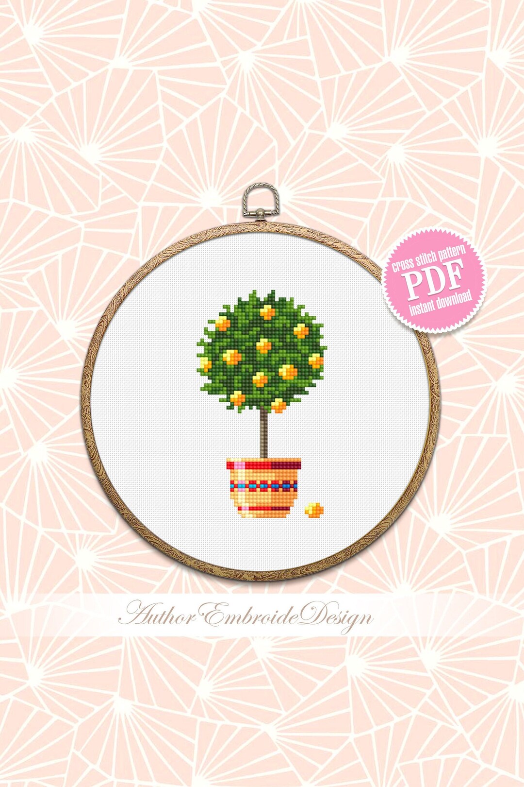 Lemon Tree Cross Stitch Pattern PDF Download Potted Plant - Etsy