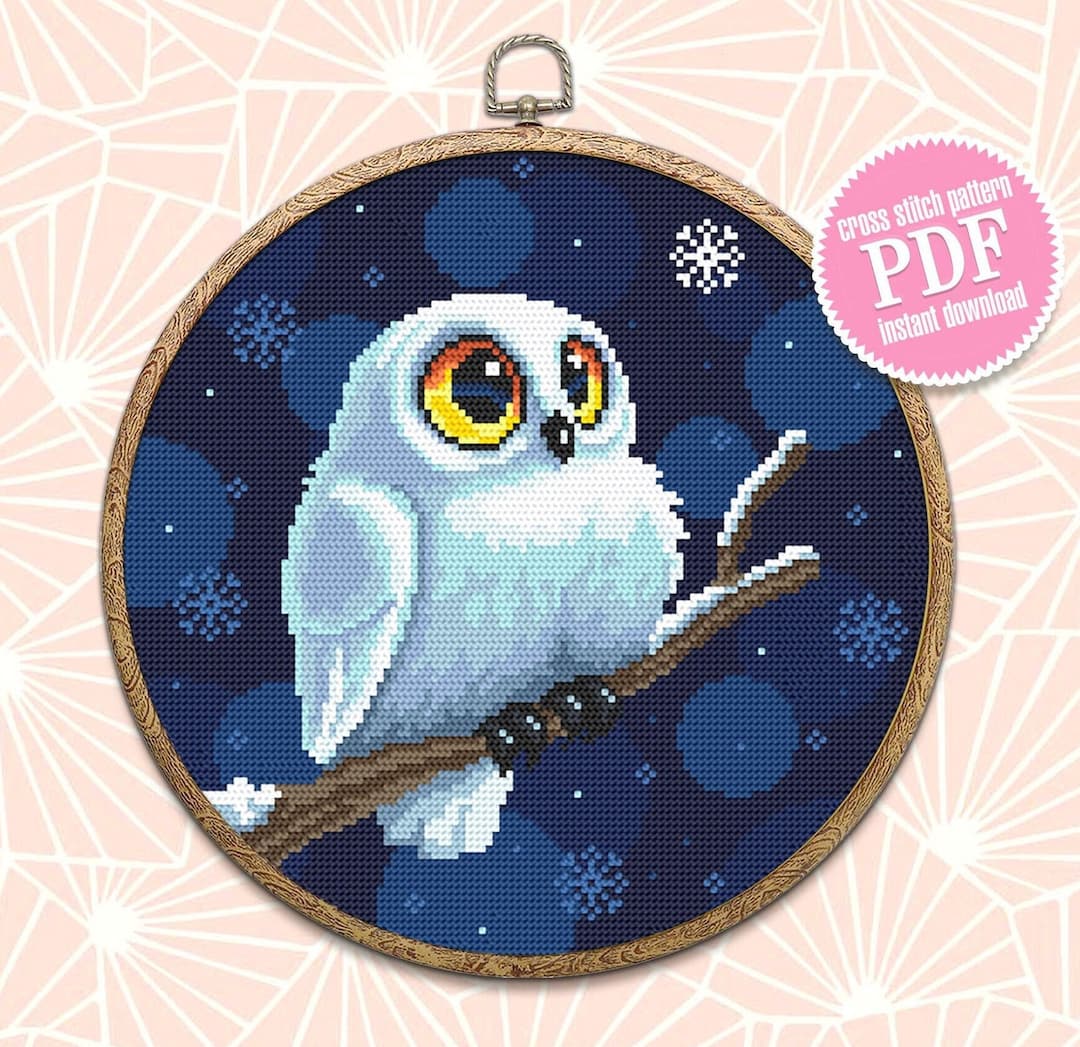 Christmas Owl Cross Stitch Pattern Download PDF Cute Snowy Owl Pattern ...