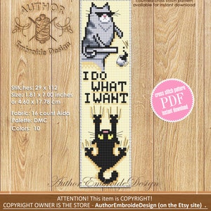 Cat Bookmark Set Cross Stitch Pattern Download PDF Black Cat Cross ...