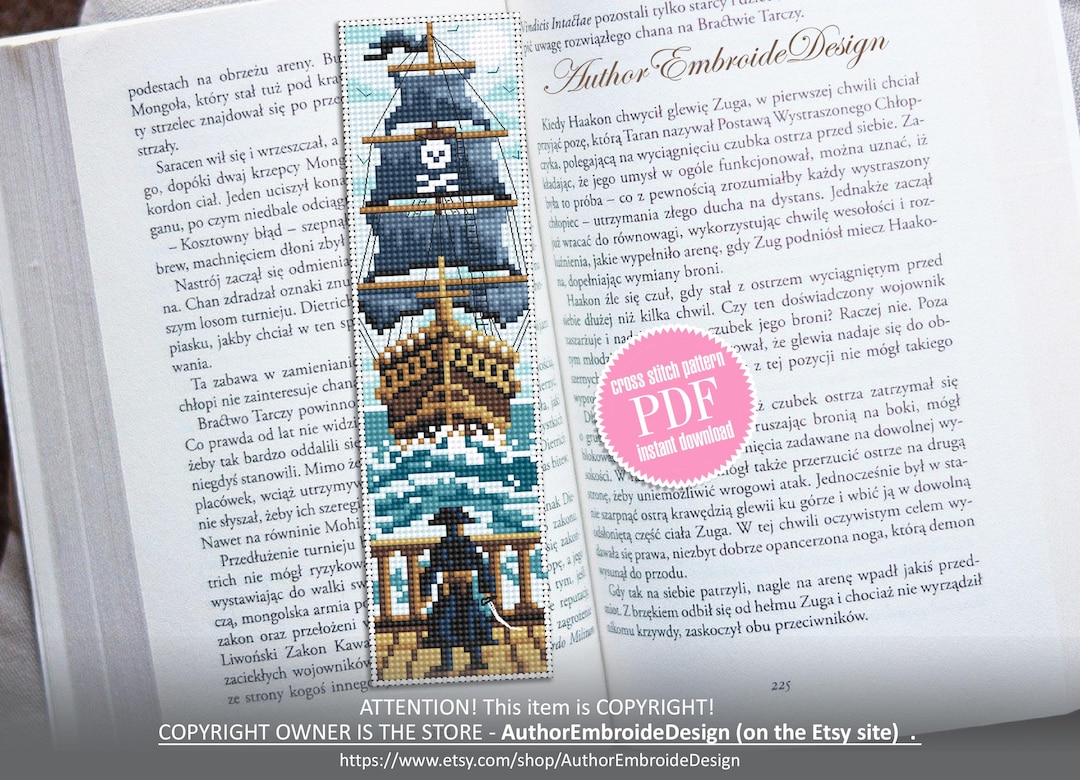 Pirate Bookmark Cross Stitch Pattern PDF Download Pirate Ship Cross ...