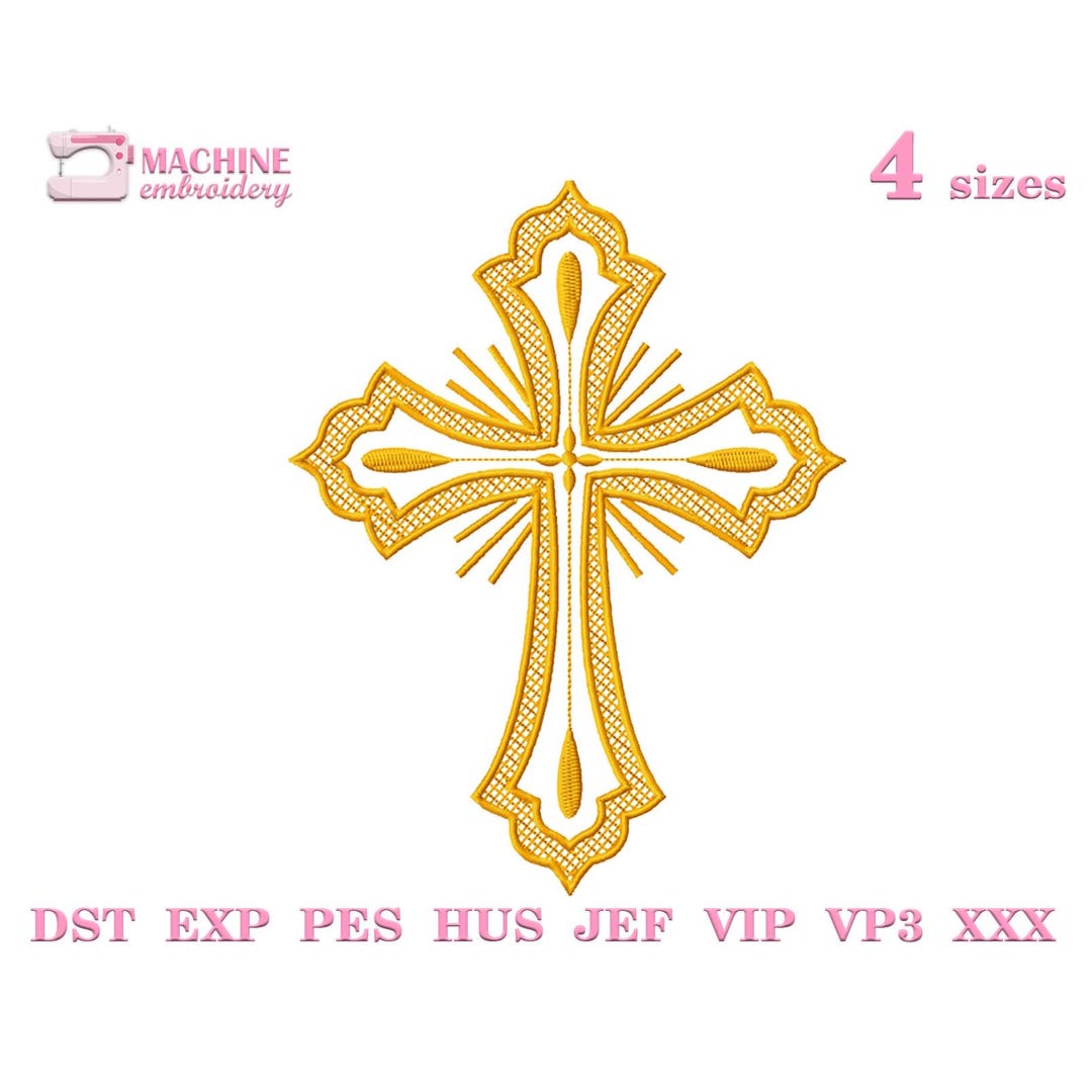 Religious Cross Embroidery Design Machine Embroidery Pattern 4 Sizes ...