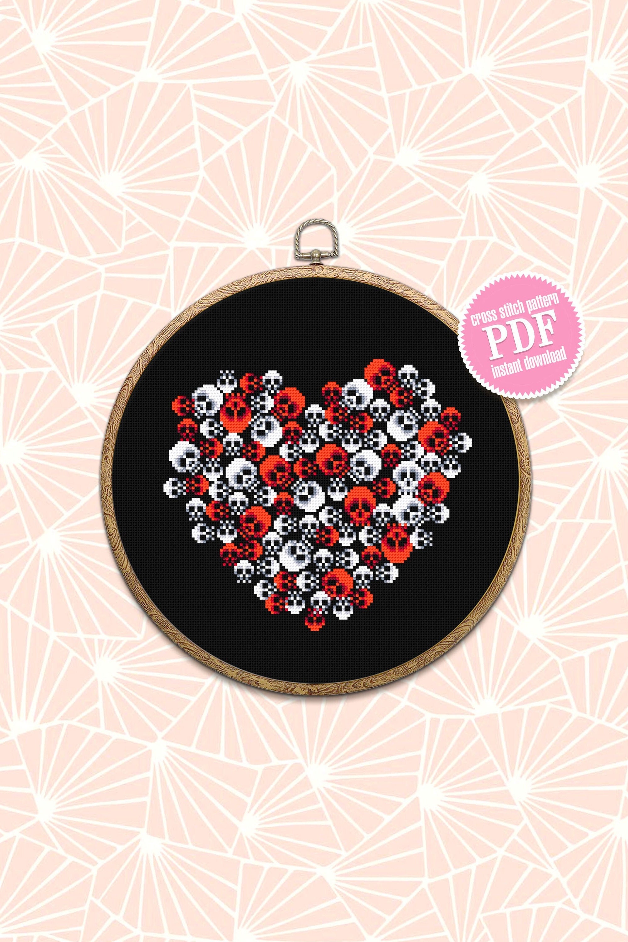 Gothic Heart Cross Stitch Pattern Download PDF Gothic - Etsy