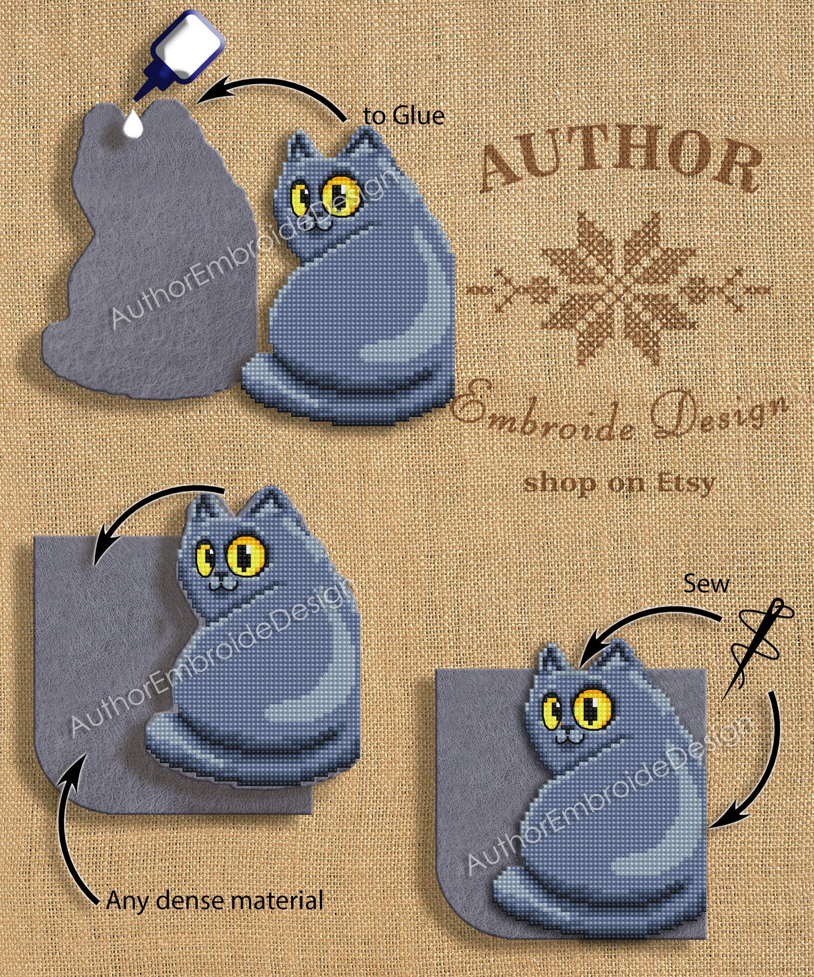 Funny Cat Corner Bookmark Cross Stitch Pattern Download PDF Cat Cross ...