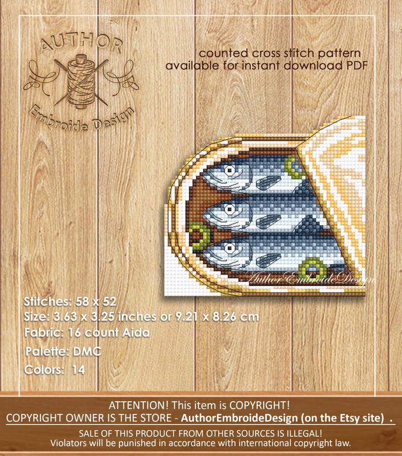 Sardine Corner Bookmark Cross Stitch Pattern PDF Download Canned ...