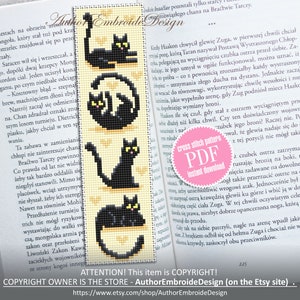 Cat Bookmark Cross Stitch Pattern Download PDF Love Cats Cross Stitch ...