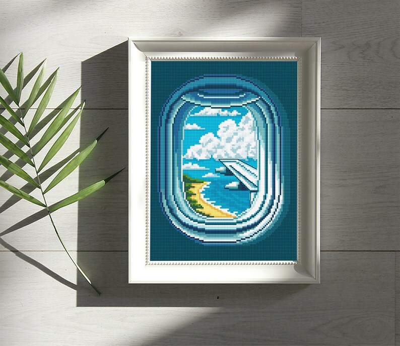 Airplane Window Cross Stitch Pattern Download PDF Summer Sea - Etsy