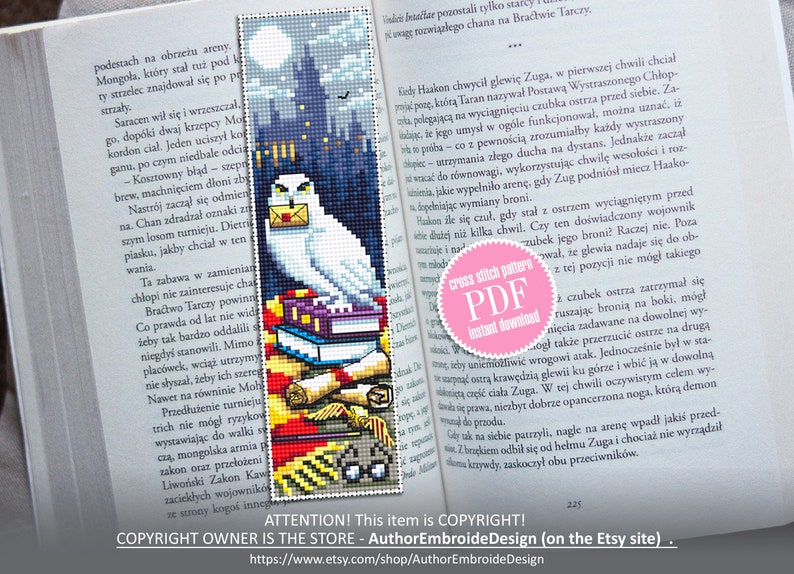 Fantasy Bookmark Cross Stitch Pattern Download PDF Magic - Etsy