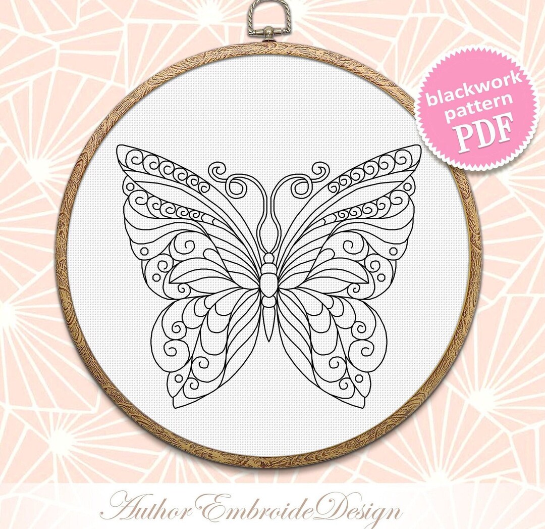 Mandala Butterfly Blackwork Pattern PDF Download Backstitch Chart ...